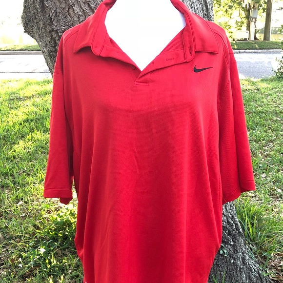 Nike | Shirts | Nike Red Performance Shirt Wblack Swooshlogo Xxl | Poshmark